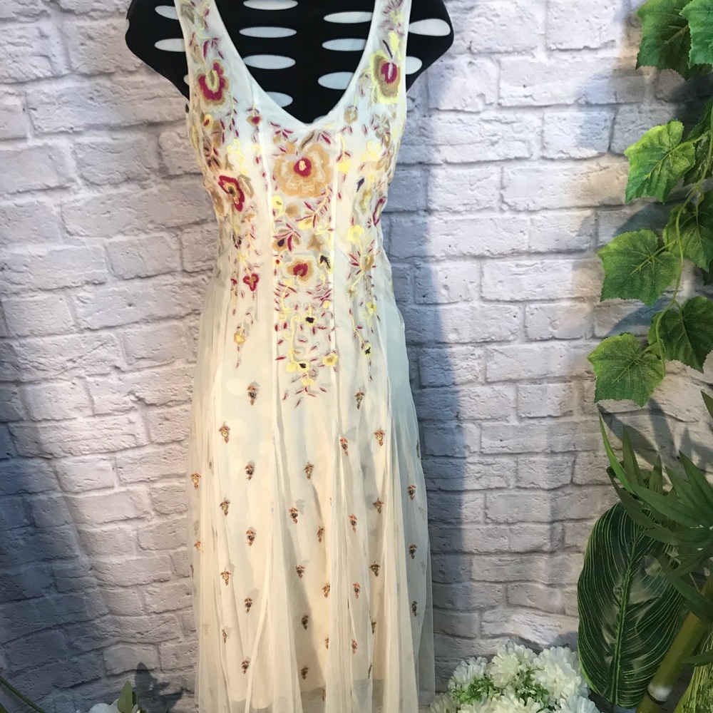 Mesh Floral Midi Dress - Gem